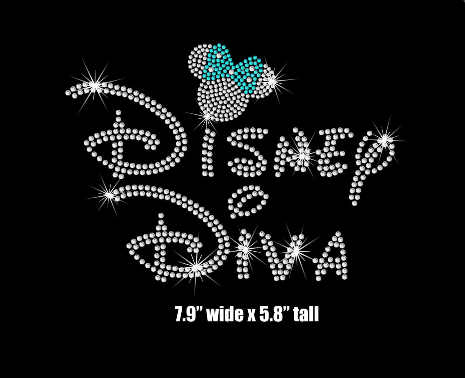 7.9 Minnie Mouse Disney Diva Iron on Rhinestone Transfer - Etsy