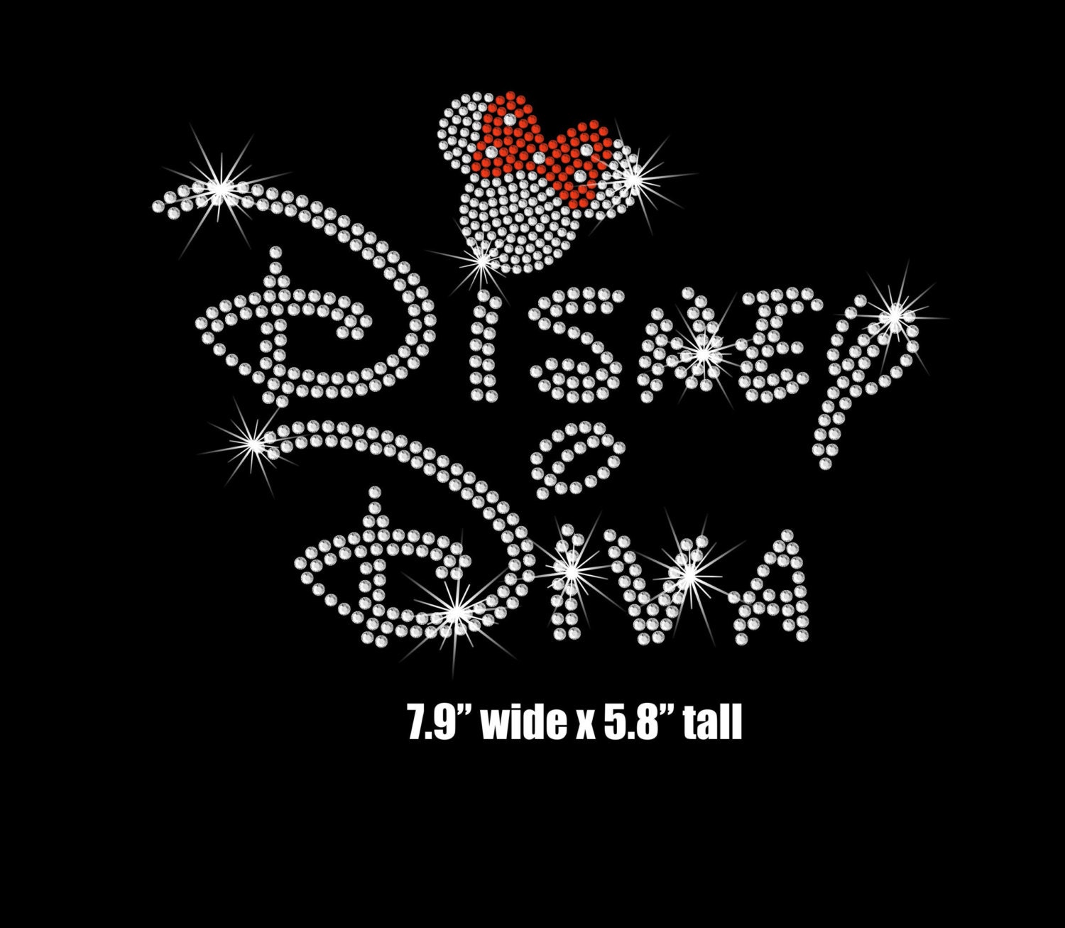 7.9 Minnie Mouse Disney Diva Iron on Rhinestone Transfer - Etsy