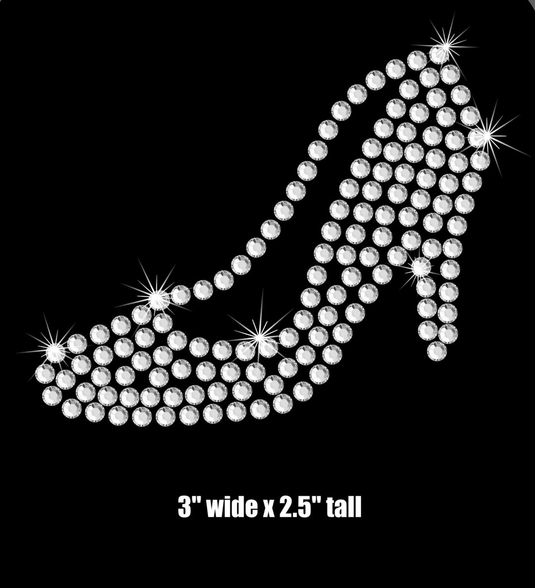 Small 3" Glass Cinderella Slipper Iron on Rhinestone Transfer Applique ...