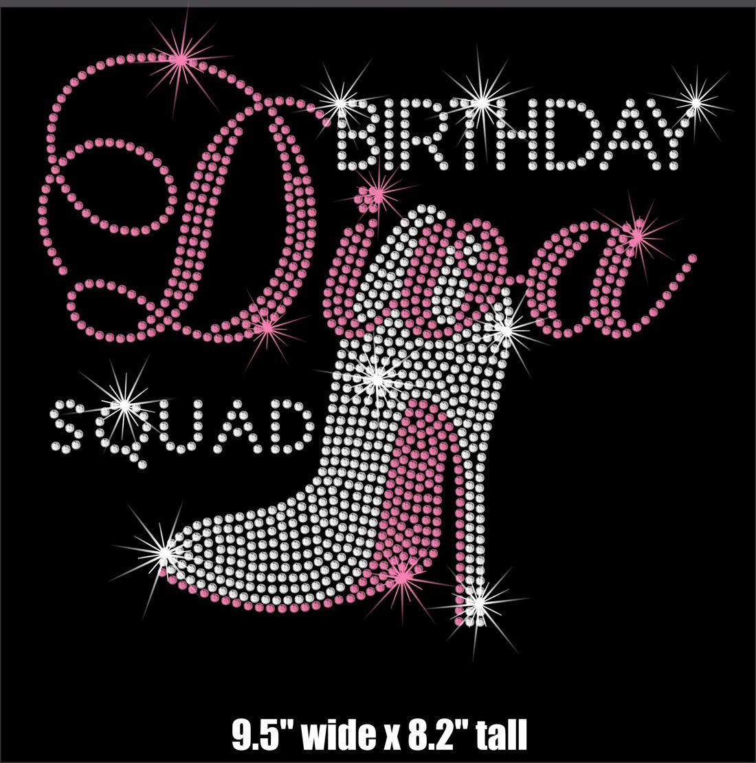 8.2 tall High Heel Birthday Diva SQUAD iron on | Etsy