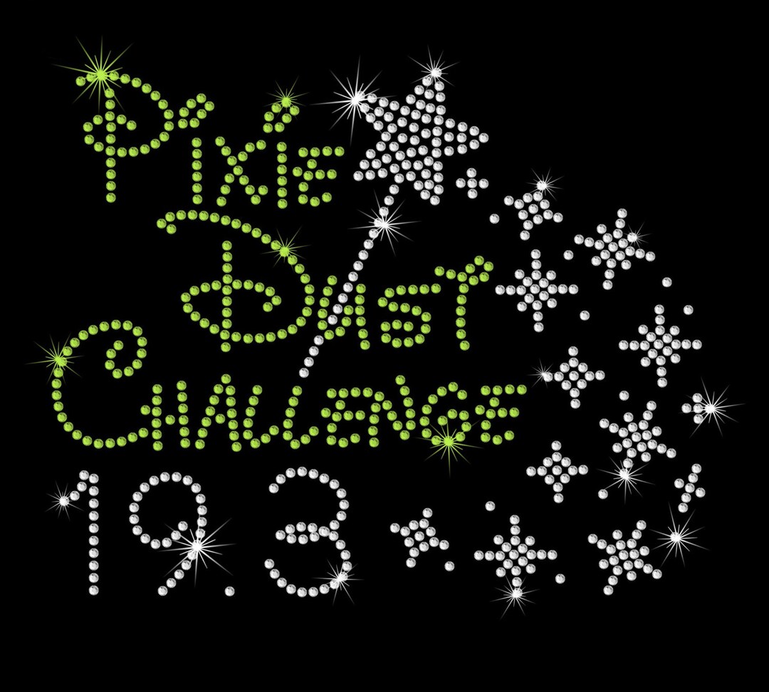 Pixie Dust Challenge Disney Run Iron on Rhinestone Transfer for Shirt ...