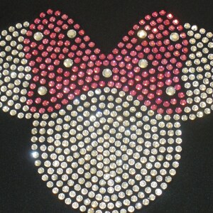 5" Minnie Mouse Iron on Rhinestone TRANSFER Applique Patch for Disney ...