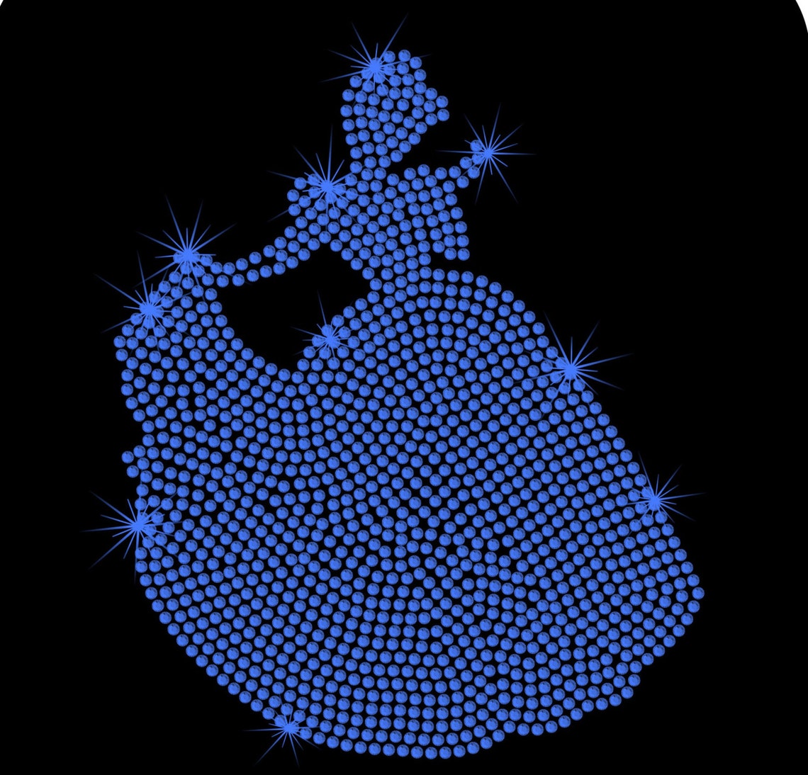 Cinderella Silhouette Iron on Rhinestone Transfer Applique | Etsy