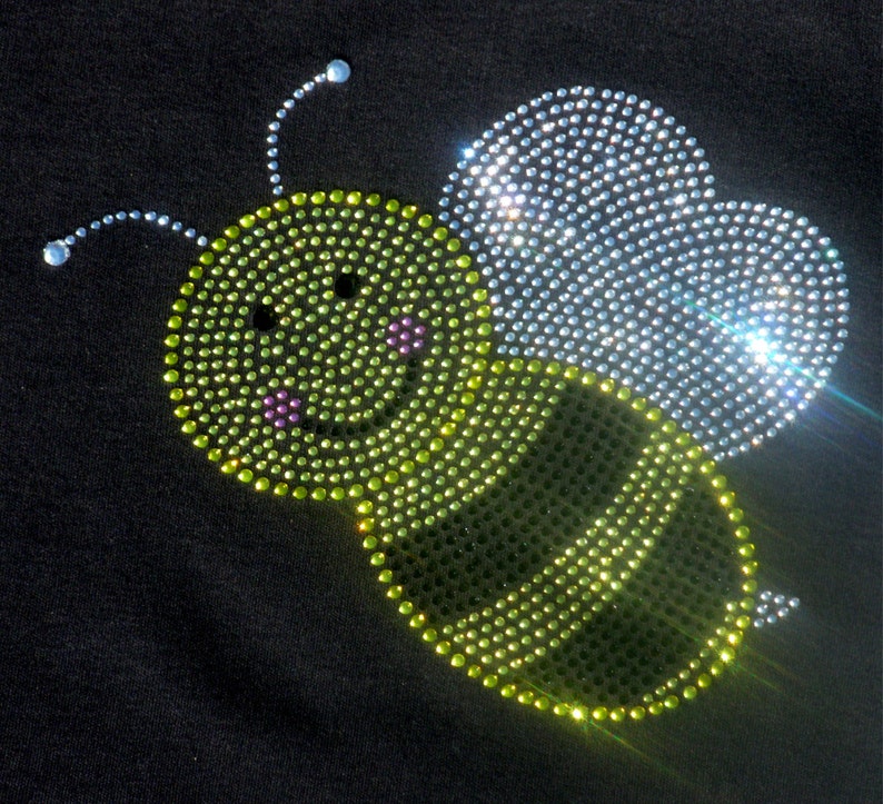 Iron on Rhinestone Transfer 6.5 Bumble Bee Applique DIY | Etsy