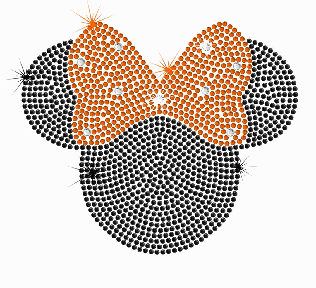 7.1" ORANGE Minnie Mouse Iron on Rhinestone Halloween TRANSFER for ...
