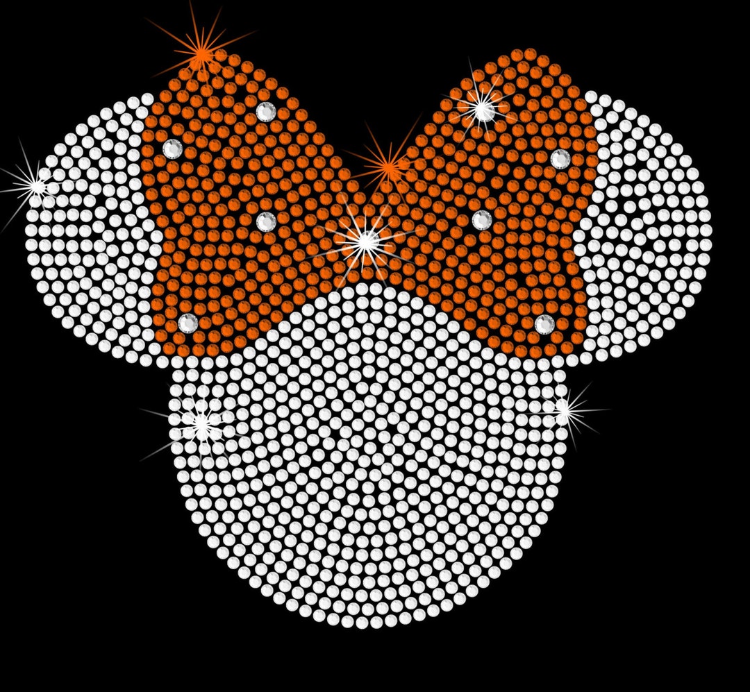 7.1" ORANGE Minnie Mouse Iron on Rhinestone Halloween TRANSFER for ...