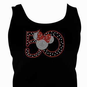 Minnie Mouse 50th Birthday Iron on Rhinestone Transfer Your Color ...