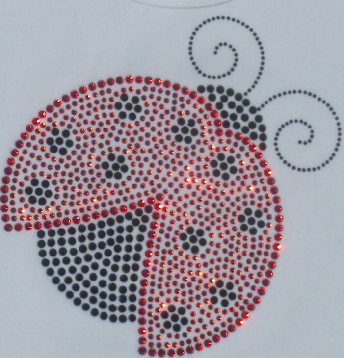 6.4 black/red LADYBUG rhinestone iron on transfer lady | Etsy