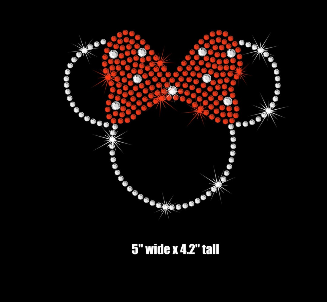 5" Minnie Mouse Iron on Rhinestone Disney Bling TRANSFER Applique Patch ...