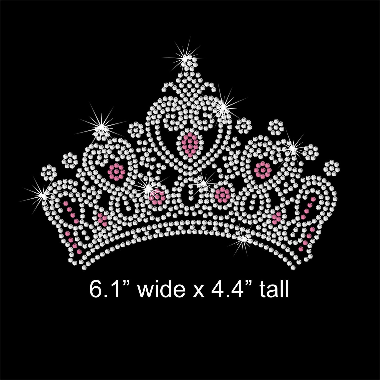 Small 6.1" Wide Tiara CROWN Iron on Rhinestone Transfer Applique Patch ...