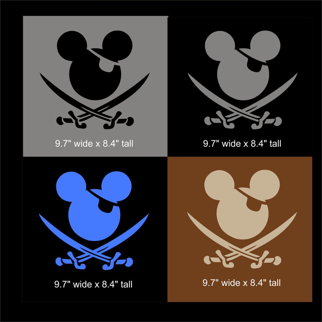 9.7" Men's Mickey Mouse Pirate Crossed Swords Iron on Vinyl Transfer ...