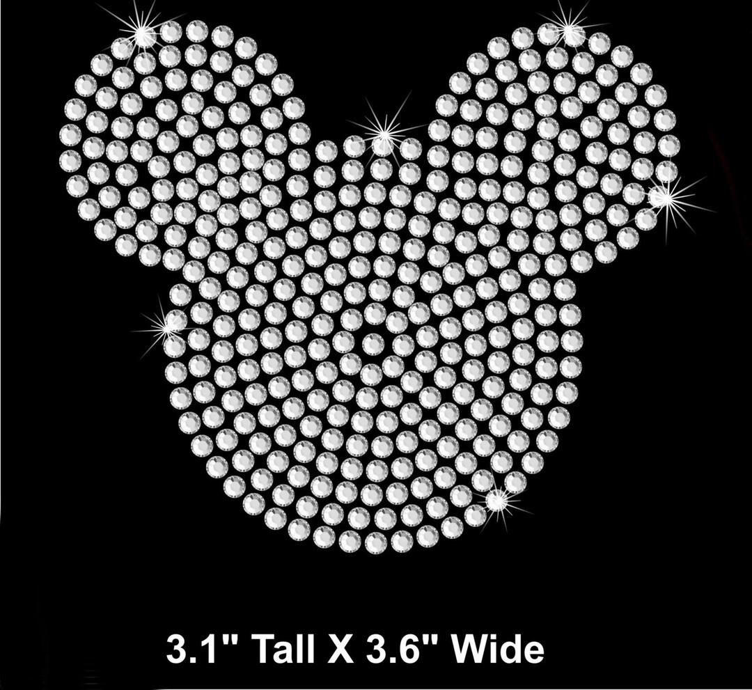 3.6" Mickey Mouse Iron on Rhinestone TRANSFER Applique Patch Your ...
