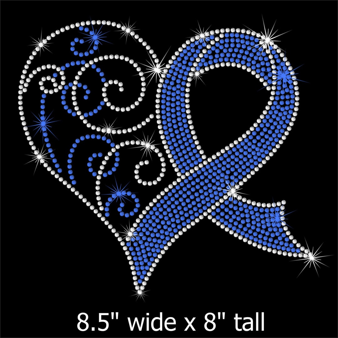 8.5" Awareness (sapphire) Blue Ribbon Iron on Rhinestone Transfer - Etsy