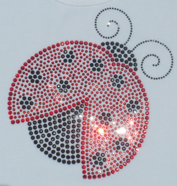 6.4 Black/red LADYBUG Rhinestone Iron on Transfer Lady | Etsy
