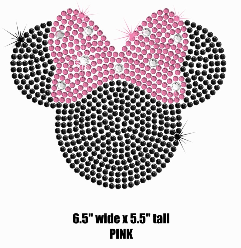 6.5 Minnie Mouse Iron on Rhinestone Transfer Applique - Etsy