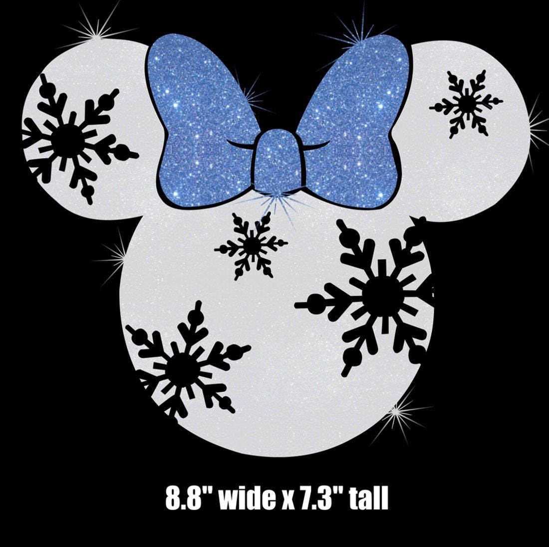 8.8 Minnie Mouse Snowflake Winter Iron on Glitter Vinyl - Etsy