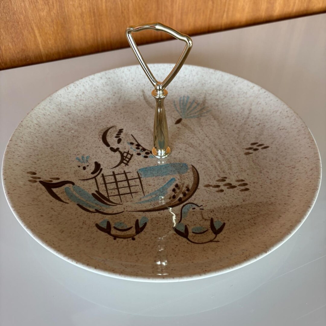 Bob White Red Wing Vintage Serving Platter/tidbit Tray With Handle. - Etsy