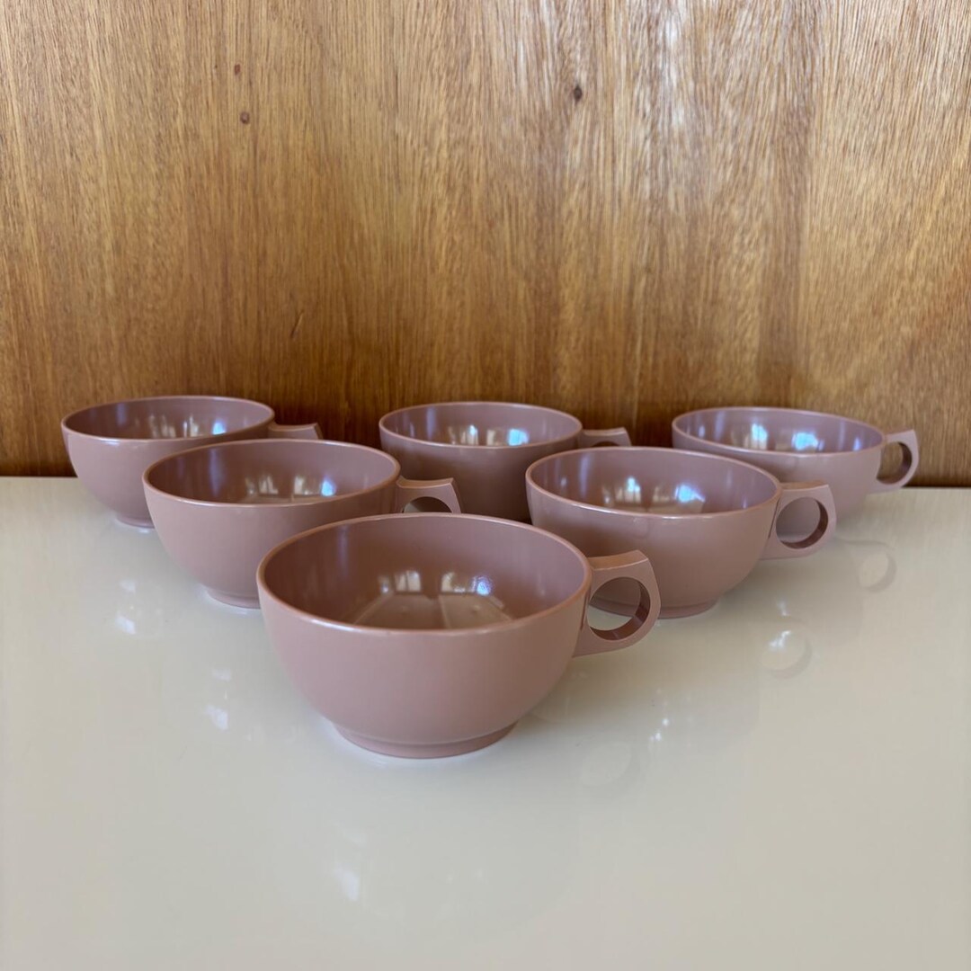 Vintage Melmac Durawear Mauve Tea/coffee Cups. Set of 6 & Bonus Creamer ...