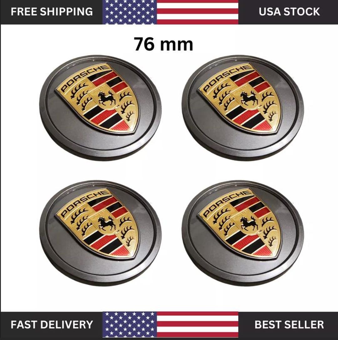 4 Packs Porsche Wheel Center Caps Grey Crest (76MM) - Etsy