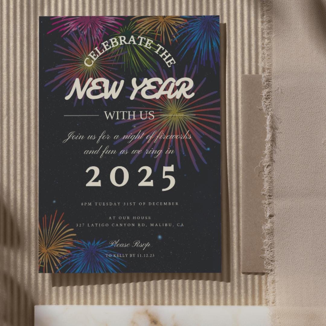 Editable NYE Party Invitation Template Customisable Digital New Year's ...