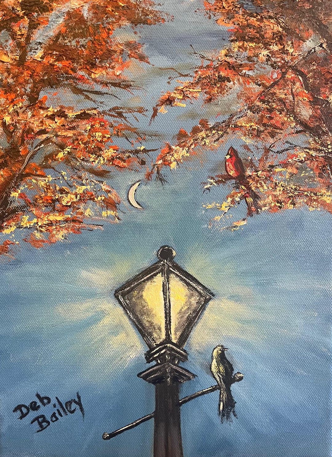 Autumn Evening Stroll Under the Lamplit Trees - Etsy