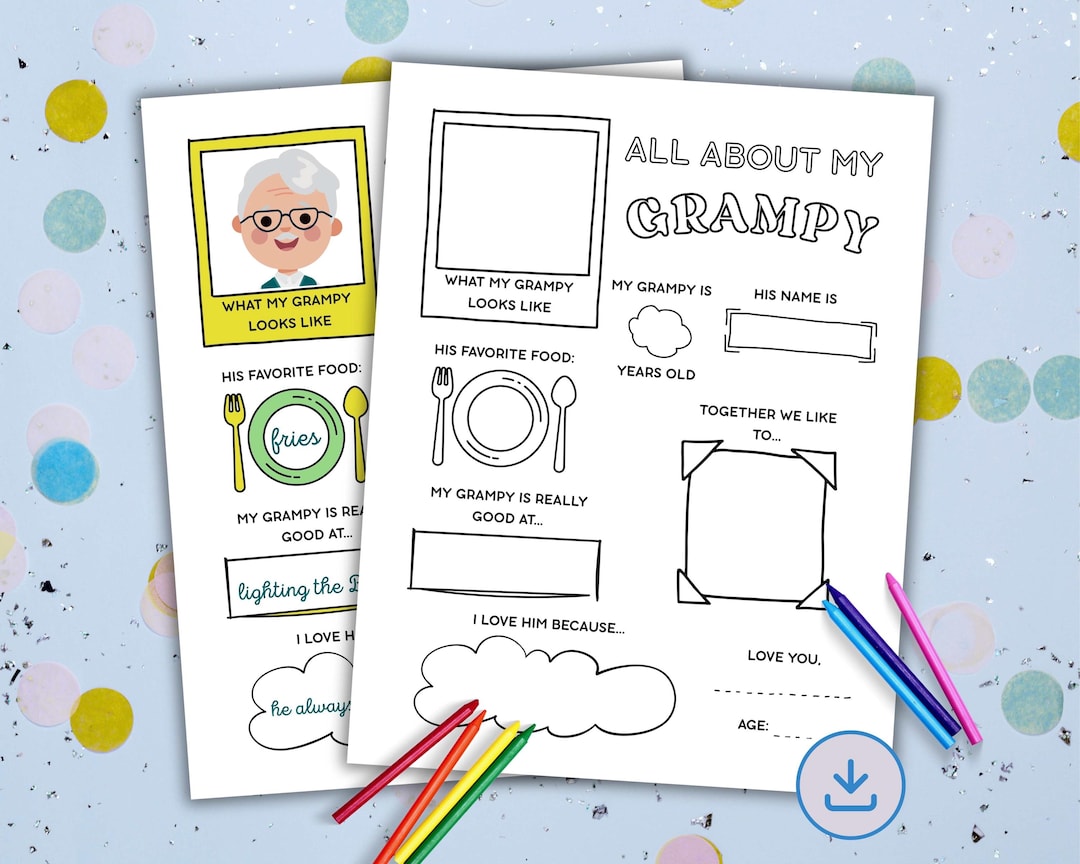 All About My Grampy Questionnaire, Printable Grandpa Gift, Grandparents ...