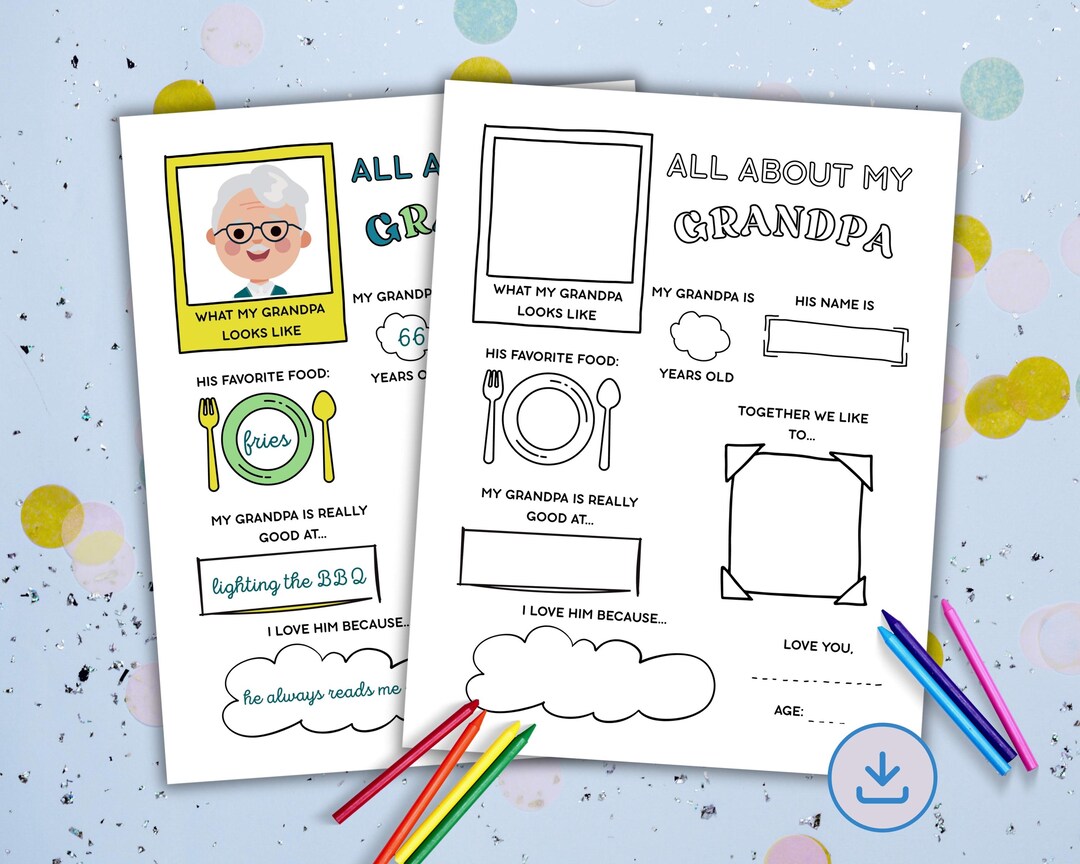 All About My Grandpa Questionnaire, Printable Grandpa Gift ...