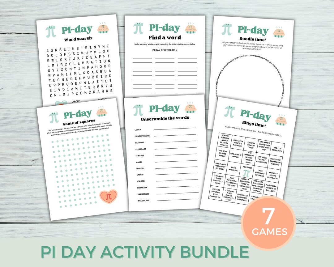 Pi Day Activity Bundle, Printable Games for Pi Day Party, Math Teacher ...