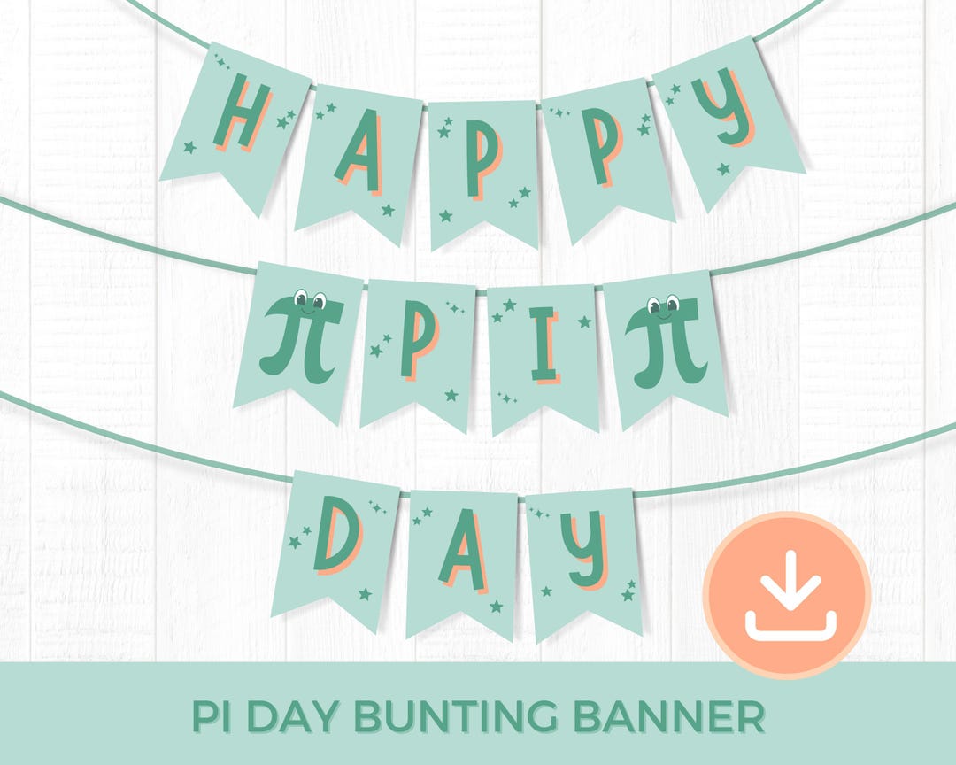 Pi Day Bunting Banner, Printable Pi Day Garland for Bulletin Board ...