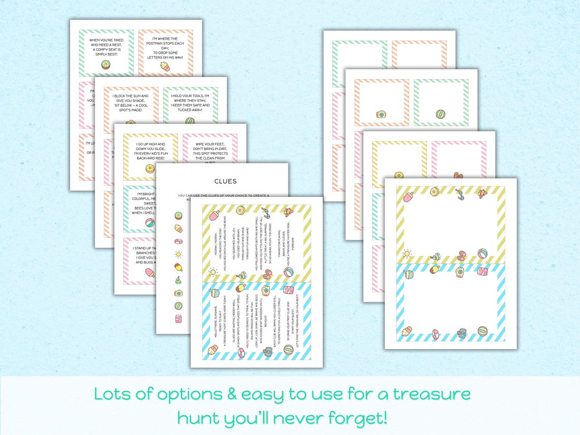 Summer Scavenger Hunt for Kids, Outdoor Treasure Hunt Clues, Summer ...