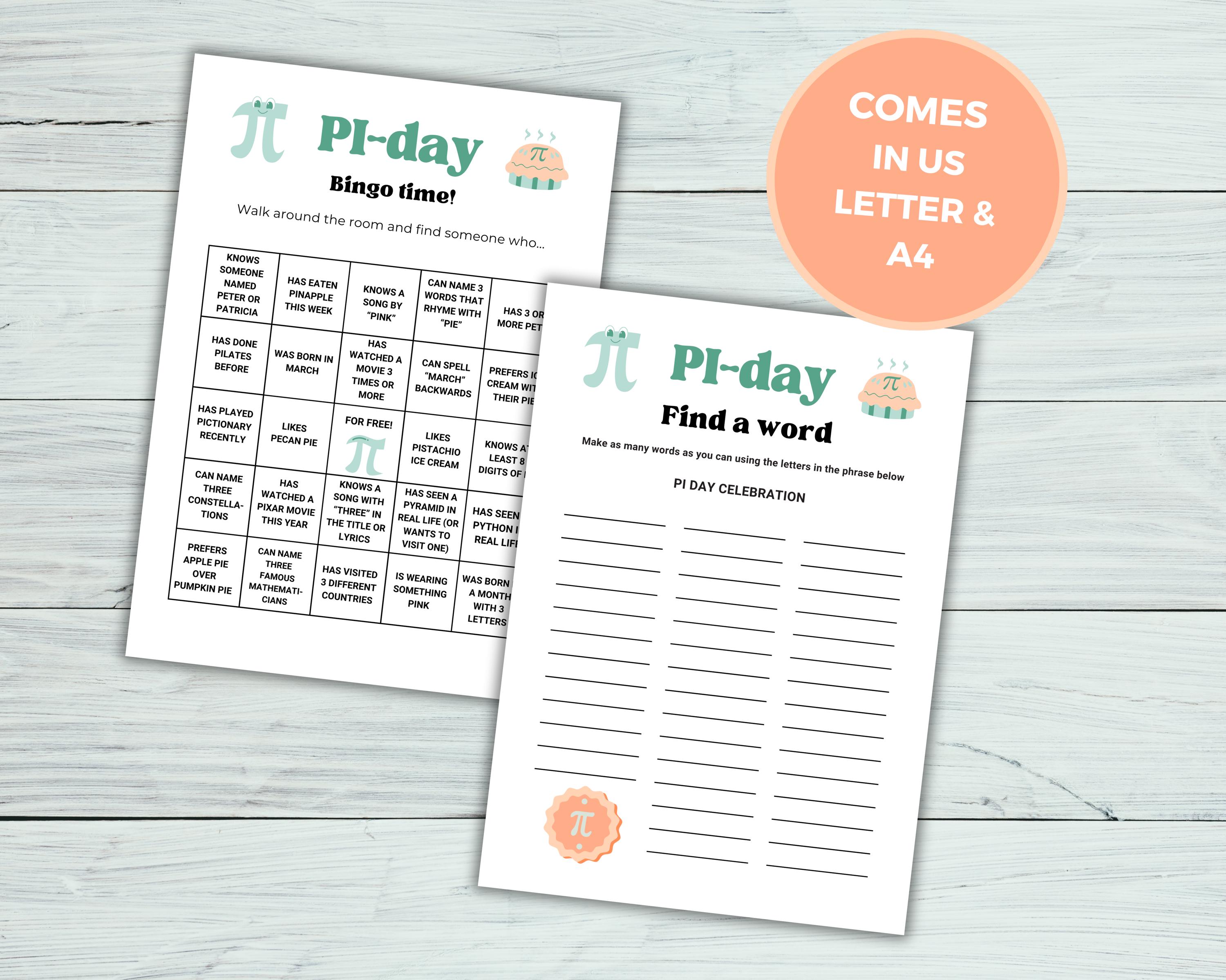 Pi Day Activity Bundle, Printable Games for Pi Day Party, Math Teacher ...