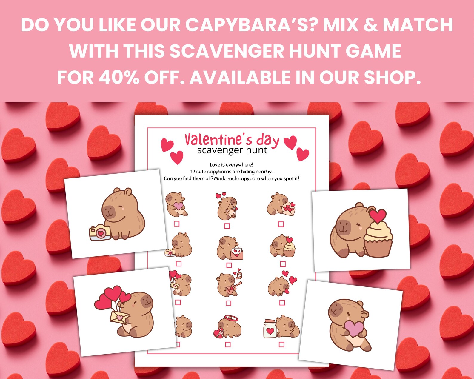 Capybara Valentine's Day Cards for Kids, Teens, Classroom Valentines - Etsy
