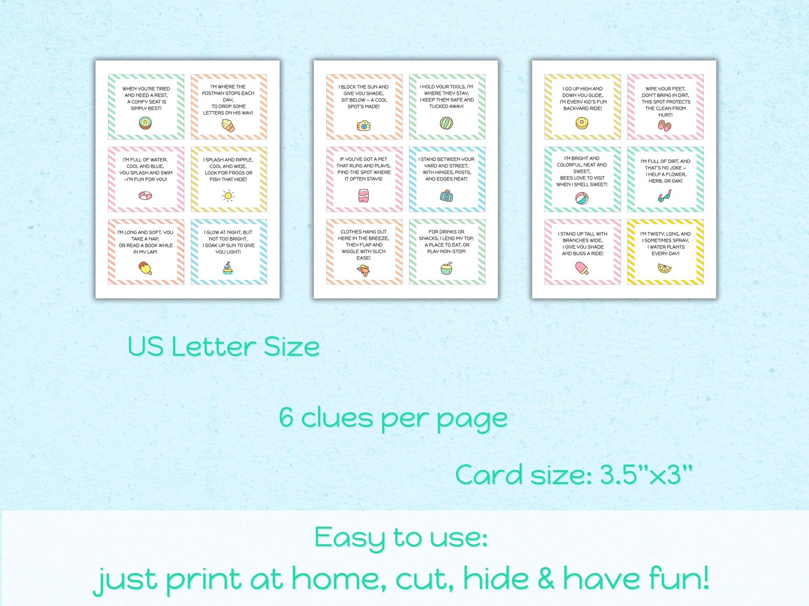 Summer Scavenger Hunt for Kids, Outdoor Treasure Hunt Clues, Summer ...