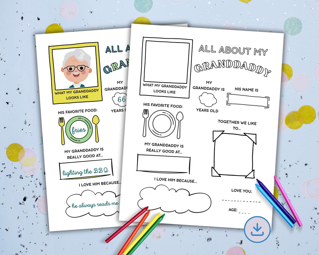 All About My Granddaddy Questionnaire, Printable Grandpa Gift ...