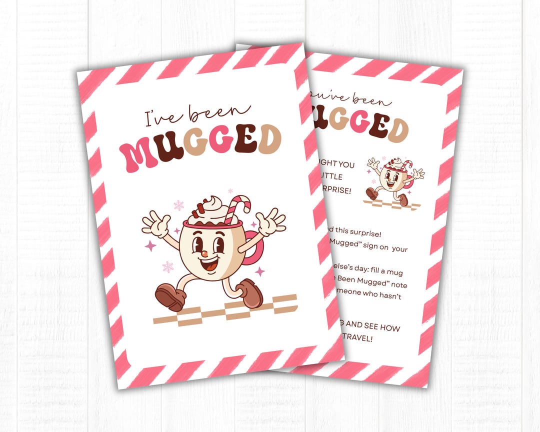 You've Been Mugged Printable, Retro Christmas Gift Exchange Game ...