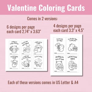 Valentines Coloring Cards for Kids, 24 Printable Valentine's Day Cards ...