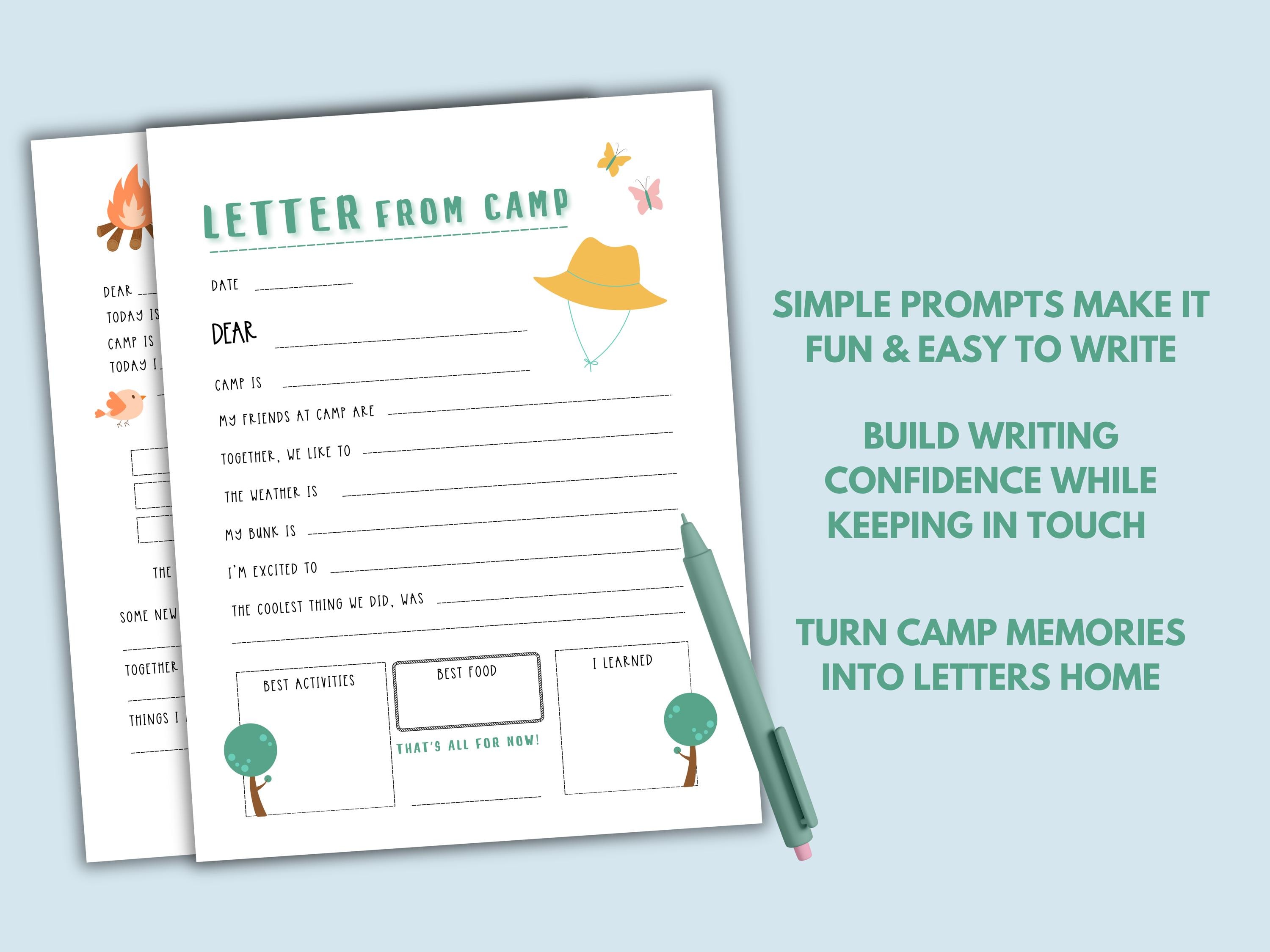Letter From Camp Printable, Summer Camp Letters for Sleepaway Camp ...