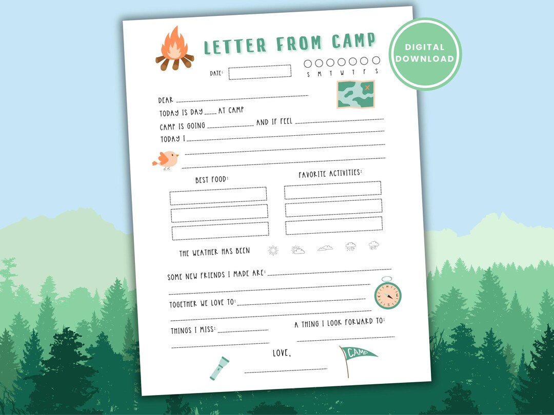 Letter From Camp Printable, Summer Camp Letters for Sleepaway Camp ...