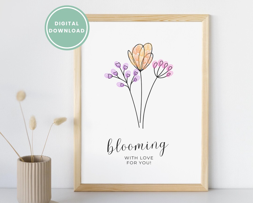 Grandparent's Day Fingerprint Craft Printable, Mother's Day Fingerprint ...