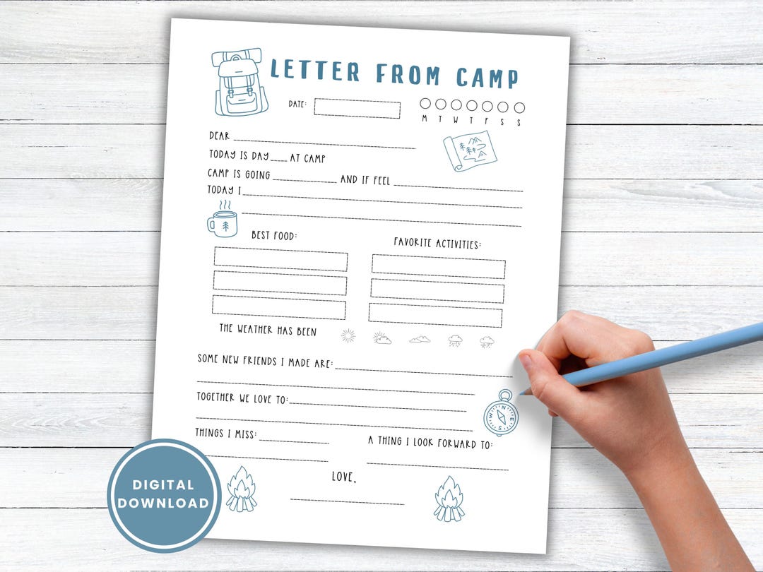 Printable Letter From Camp, Summer Camp Letters for Sleepaway Camp ...