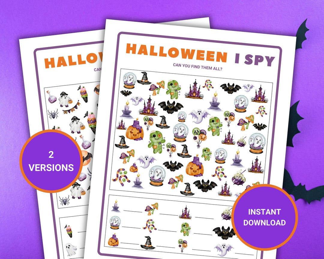Halloween I Spy Game, Halloween Printable Games, Kids Activity for Non ...