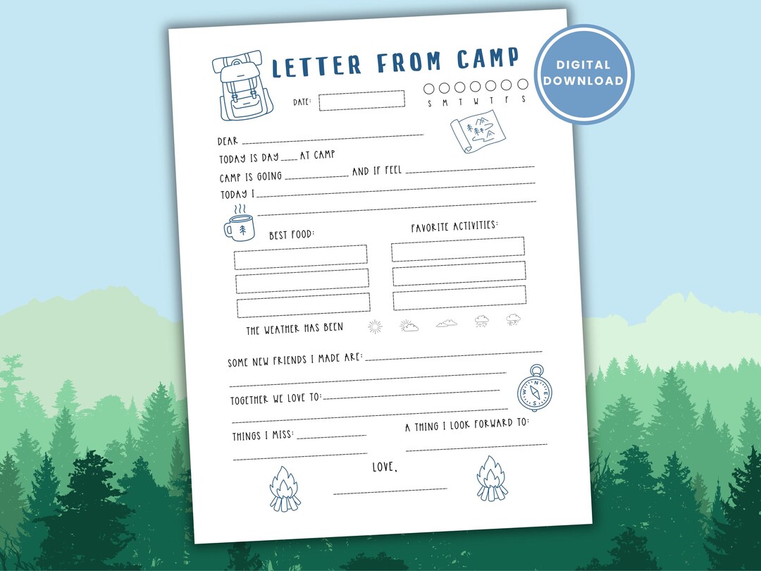 Letter From Camp Printable, Summer Camp Letters for Sleepaway Camp ...