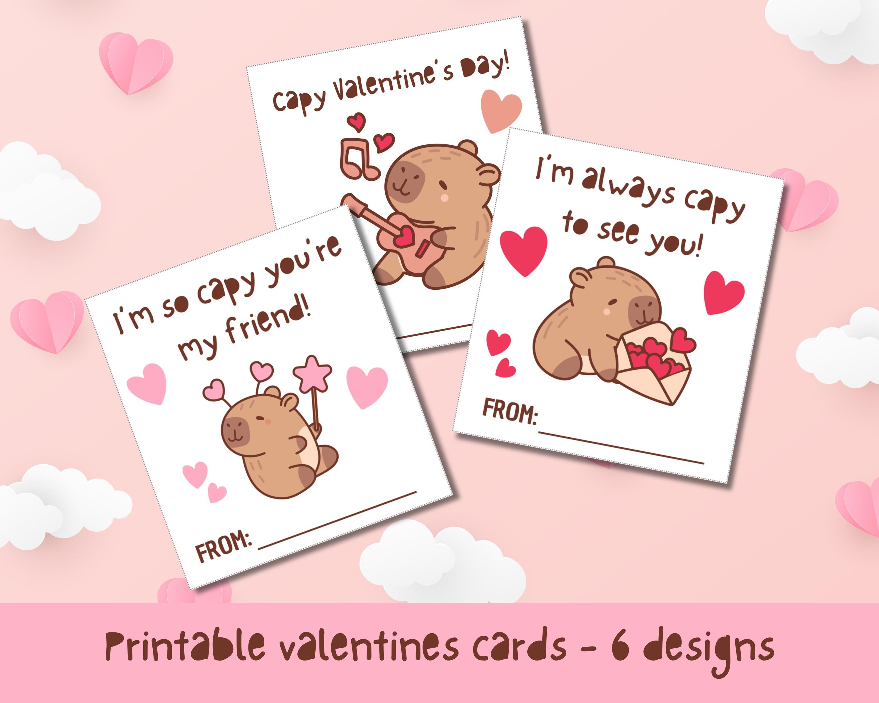 Capybara Valentine's Day Cards for Kids, Teens, Classroom Valentines - Etsy