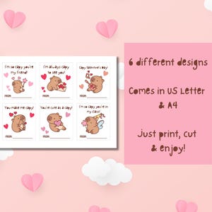 Capybara Valentine's Day Cards for Kids, Teens, Classroom Valentines - Etsy