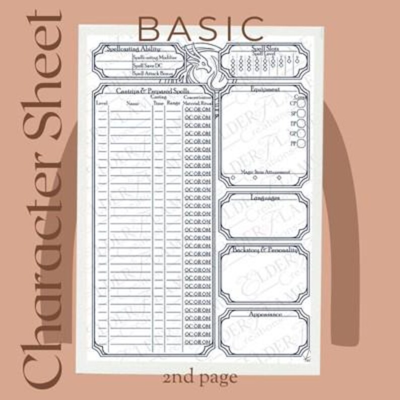 Character Sheet 5E Printable & Digital Dnd 5th Edition PDF Aesthetic ...