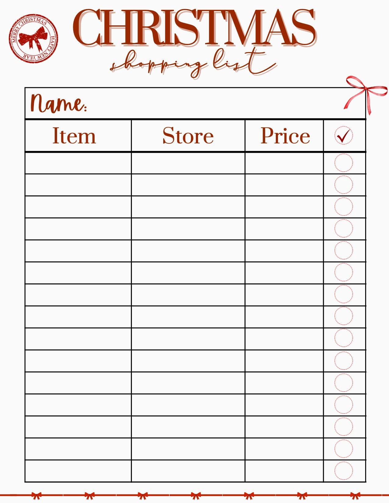 Christmas Shopping List - Etsy