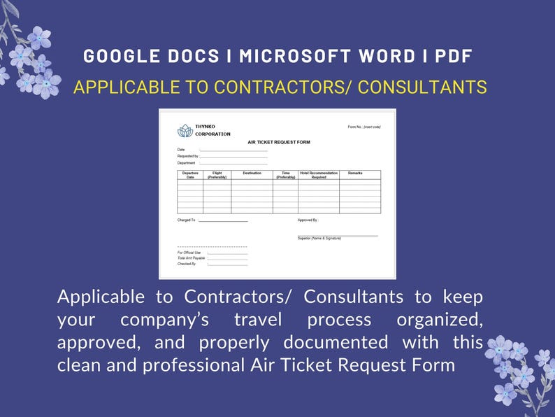 Air Ticket Request Form Template | Internal Travel Approval ...