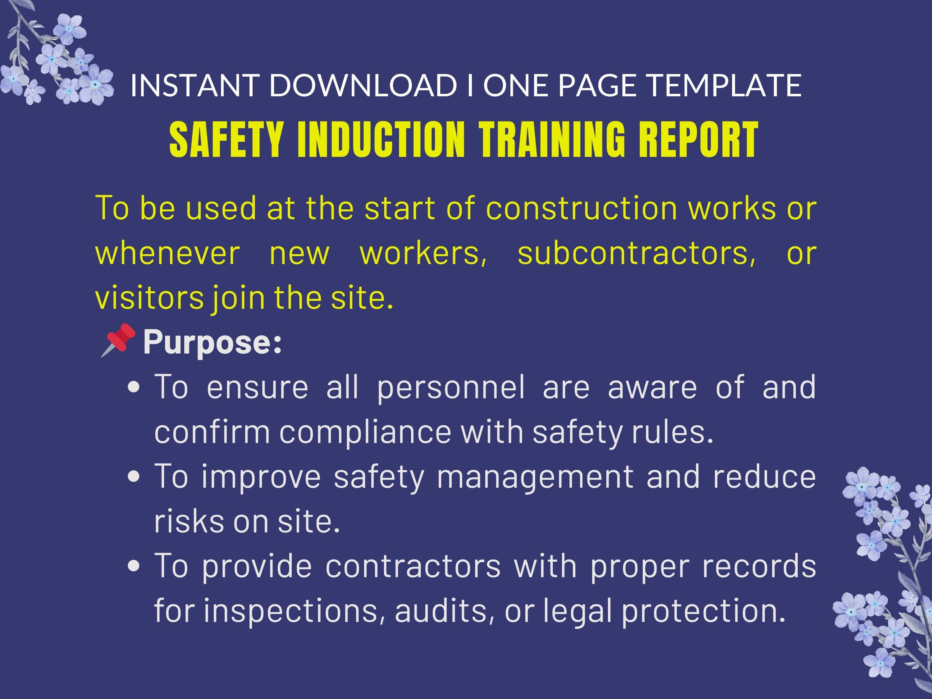 Safety Induction Training Report Template | MS Word & Google Docs ...