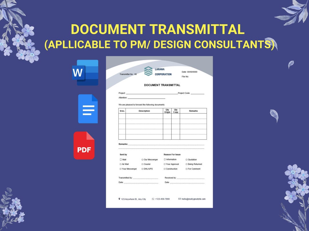 Construction Transmittal Form | Editable Word | Project Management ...
