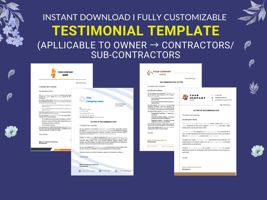 Construction Testimonial Template Bundle | Client Feedback Form ...